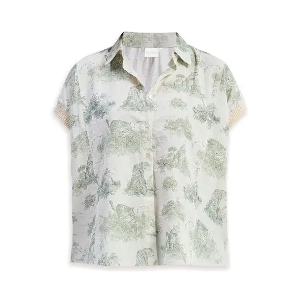 REISTOR Relaxed-fit Animal Print Button-down Shirt - Green