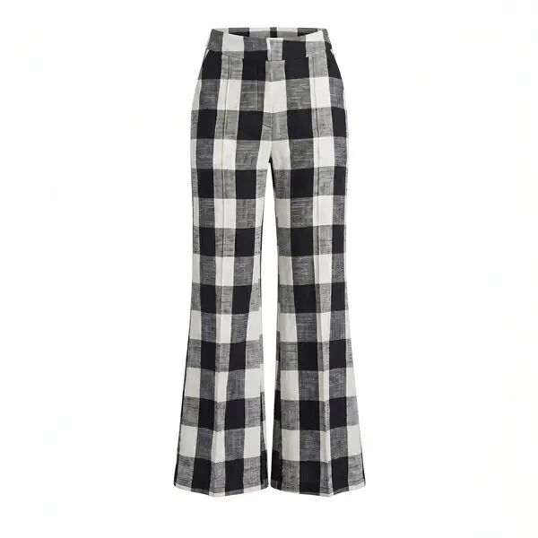 LILY AND LIONEL Zena Flared Check Trouser In & White