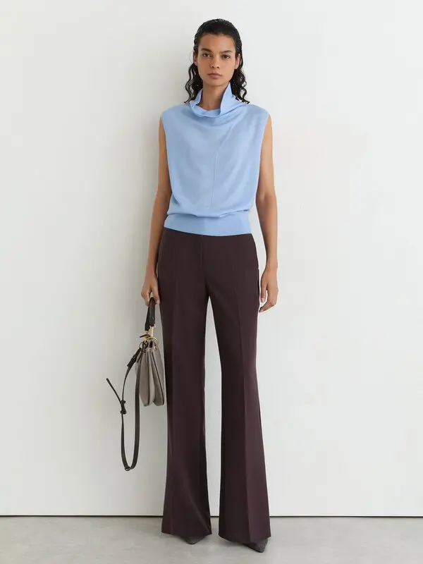 REISS Honey Wool Funnel-neck Sleeveless Knit Top
