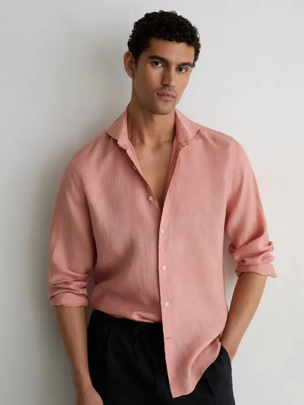 REISS Ruban Linen Cutaway-collar Regular-fit Shirt