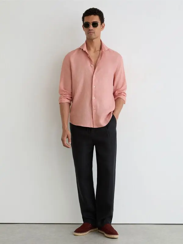 REISS Ruban Linen Cutaway-collar Regular-fit Shirt