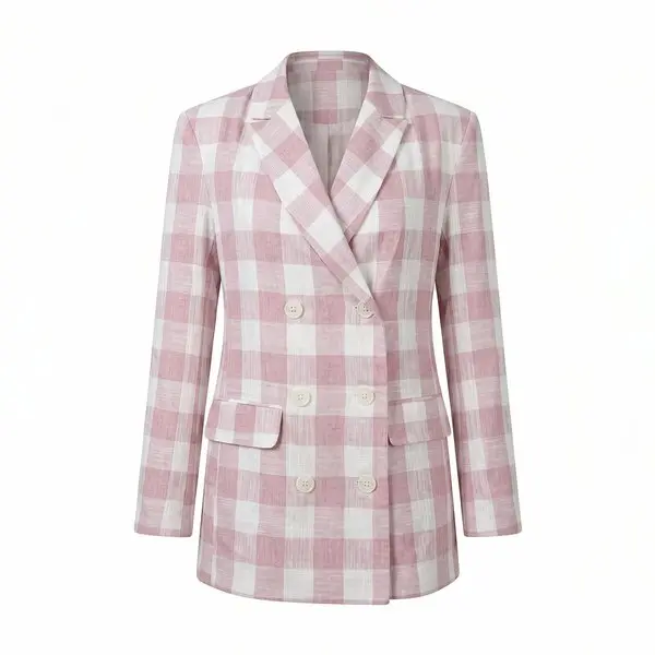LILY AND LIONEL Zena Double Breasted Check Jacket - Pink