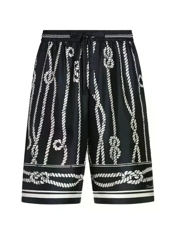 Dolce & Gabbana Marina Print Silk Twill Bermuda Shorts