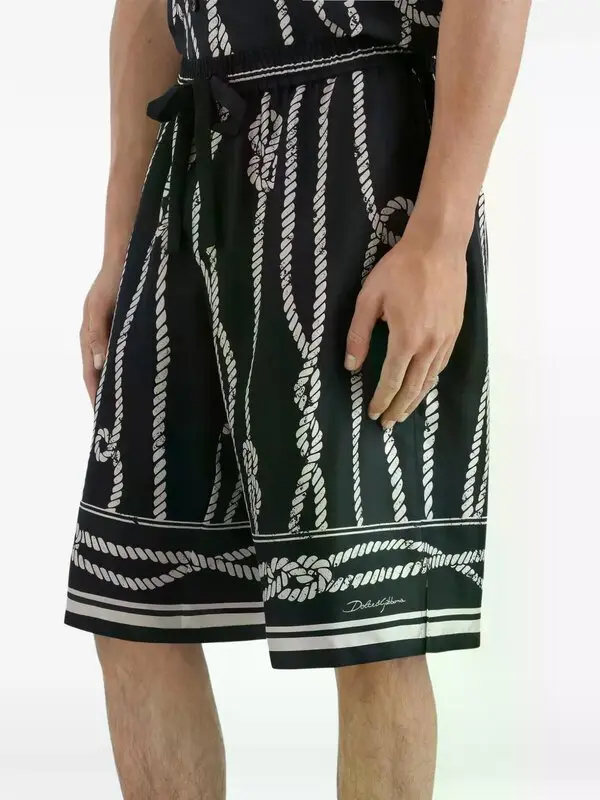 Dolce & Gabbana Marina Print Silk Twill Bermuda Shorts