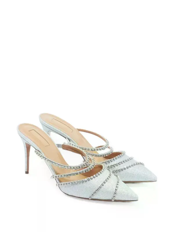 AQUAZZURA Crystal-embellished Pointed-toe Mules
