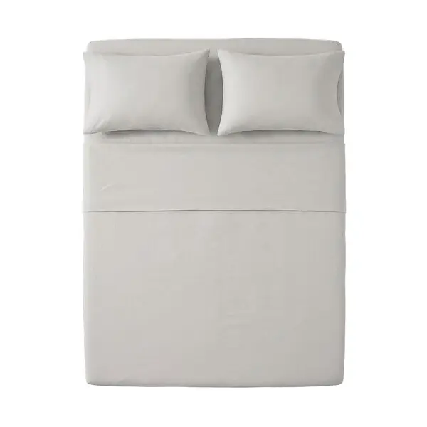 PURE PARIMA Egyptian Cotton-european Linen Sheet Set Moon - Grey