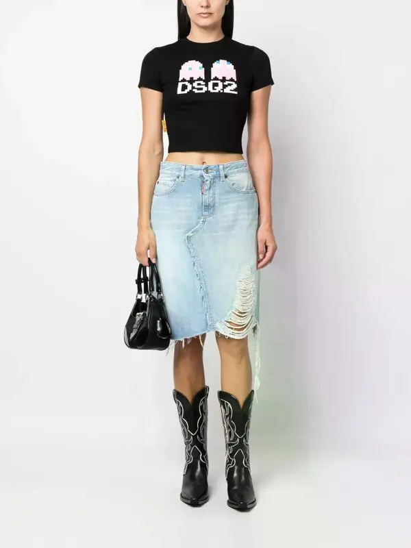Dsquared2 X Pac-man Graphic Cropped T-shirt