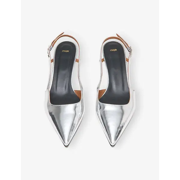 Maje Strappy Metallic Leather Heels