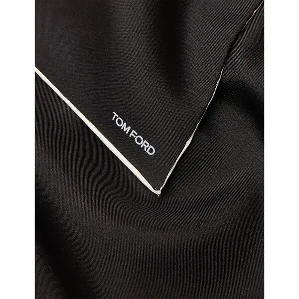 TOM FORD Contrast-border Logo Silk Pocket Square