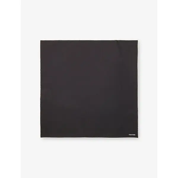 TOM FORD Contrast-border Logo Silk Pocket Square