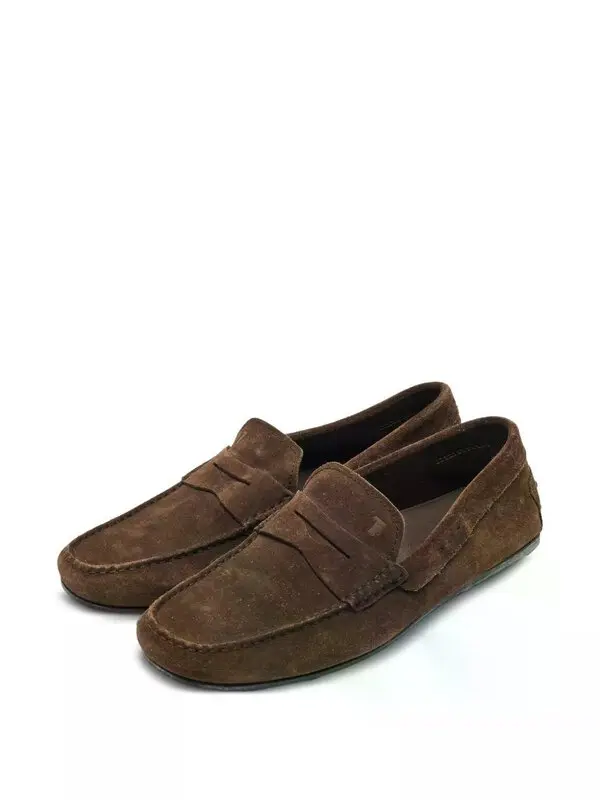 TOD'S Suede Penny Loafers - Brown