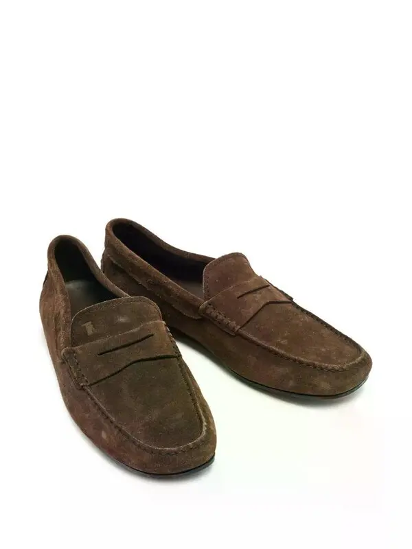 TOD'S Suede Penny Loafers - Brown