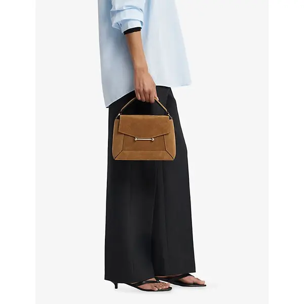 Strathberry Mosaic Top Handle Suede Handbag