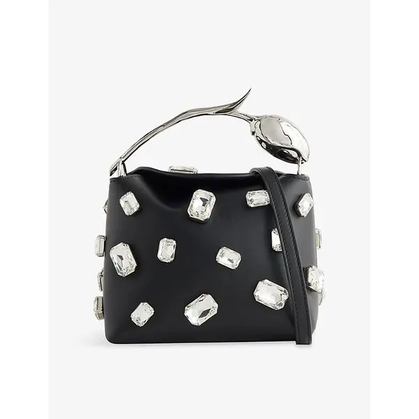 Erdem Embellished Leather Mini Bag - Black