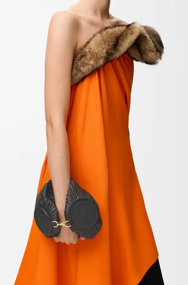 Loewe Bracelet Pouch In Pleated Nappa Lambskin - Black