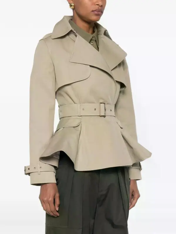 Burberry Belted Peplum Hem Jacket