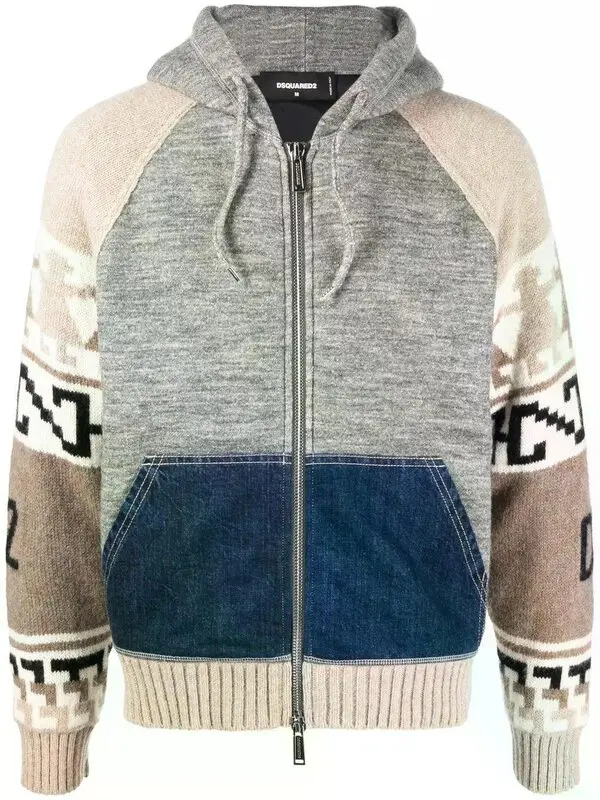 Dsquared2 Intarsia Knit Zip-up Hoodie