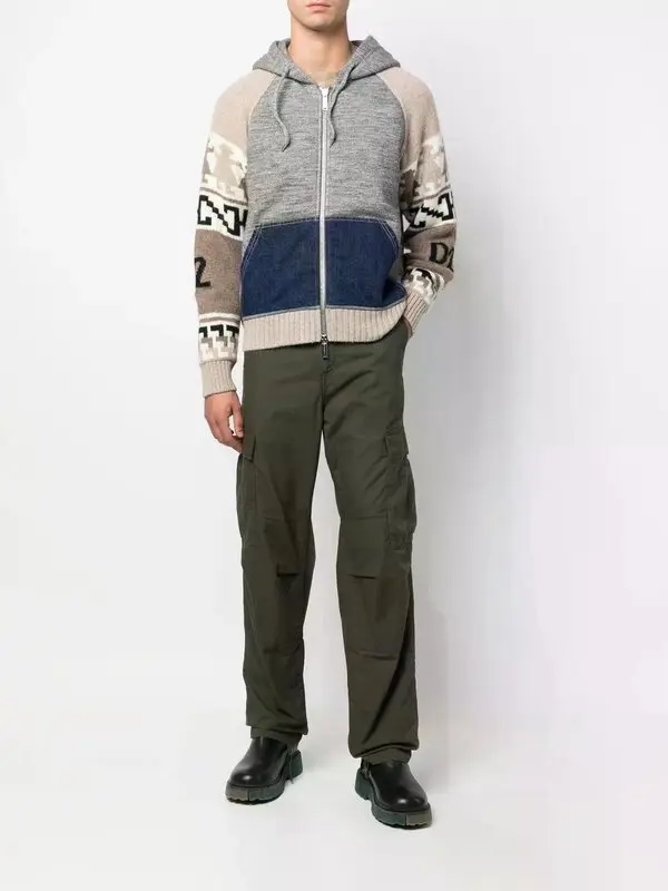 Dsquared2 Intarsia Knit Zip-up Hoodie