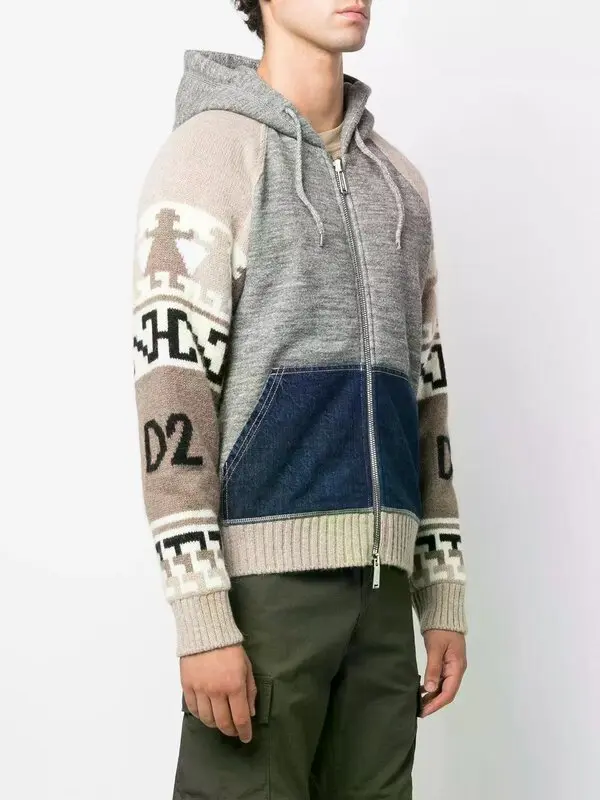 Dsquared2 Intarsia Knit Zip-up Hoodie