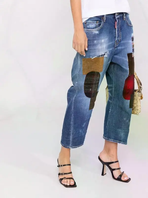 Dsquared2 Patchwork Effect Cropped Jeans