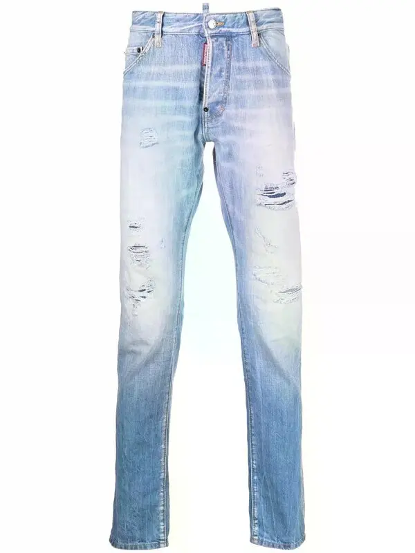 Dsquared2 Distressed-effect Straight-leg Jeans - Blue