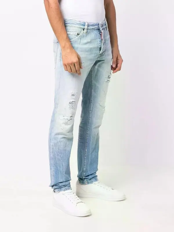 Dsquared2 Distressed-effect Straight-leg Jeans - Blue