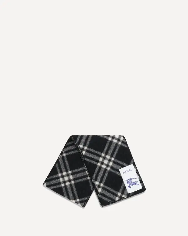 Burberry Wool Check Scarf - Black