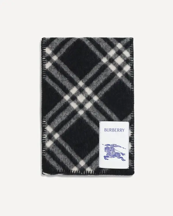Burberry Wool Check Scarf - Black
