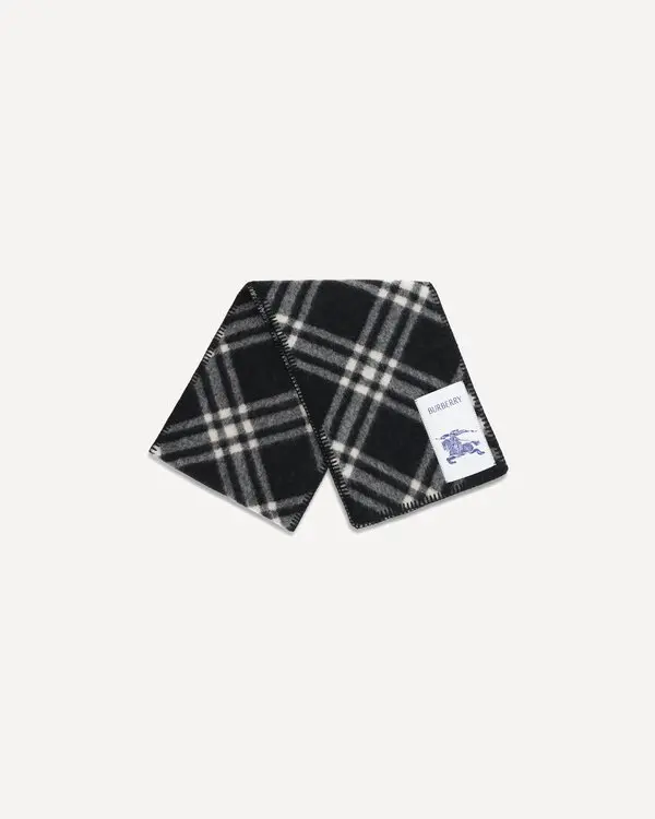 Burberry Wool Check Scarf - Black