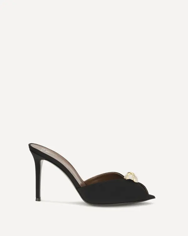 GIUSEPPE ZANOTTI Intrigo Cocktail Mules Stiletto Heel Sandals - Black