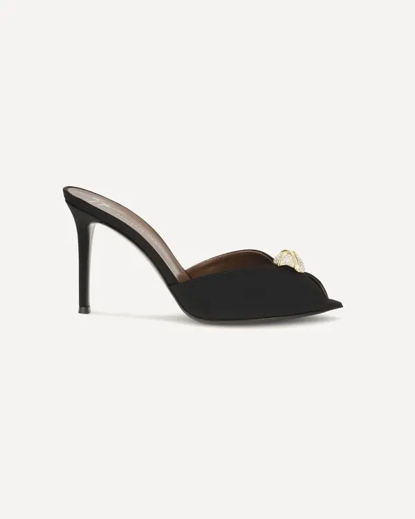 GIUSEPPE ZANOTTI Intrigo Cocktail Mules Stiletto Heel Sandals - Black