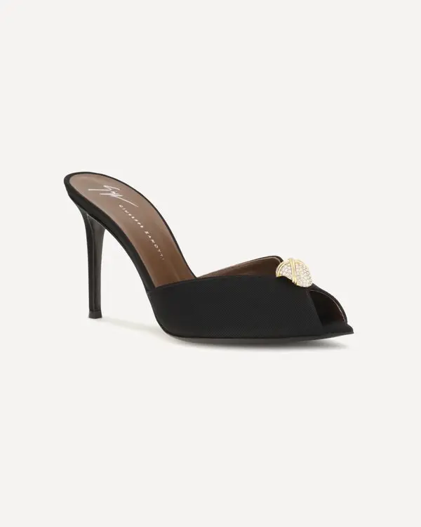 GIUSEPPE ZANOTTI Intrigo Cocktail Mules Stiletto Heel Sandals - Black