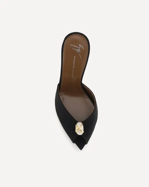 GIUSEPPE ZANOTTI Intrigo Cocktail Mules Stiletto Heel Sandals - Black
