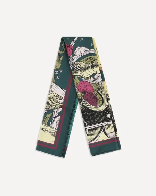 Burberry Silk Scarf With Etched Knight - Green