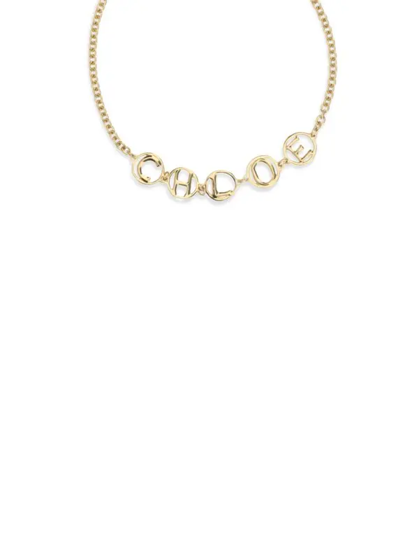 Chloé Script Choker Necklace In Vintage Brass - Gold