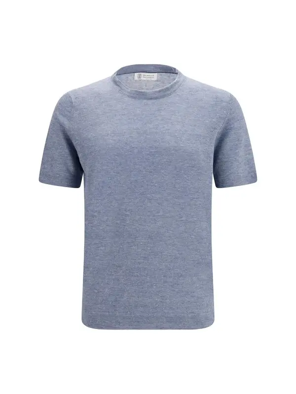 Brunello Cucinelli Linen And Cotton Crewneck T-shirt - Blue