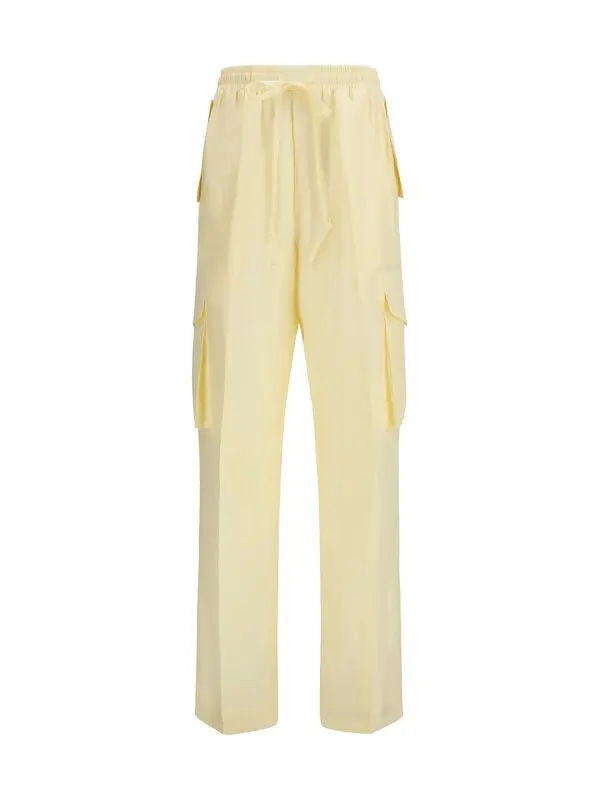 Phoebe Philo Silk Cargo Pants - Yellow