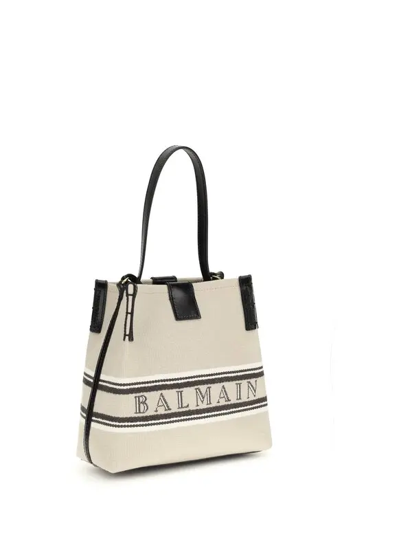 Balmain Release Bucket Bag In Canvas And Leather