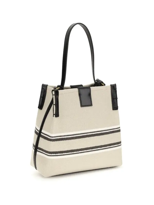 Balmain Release Bucket Bag In Canvas And Leather