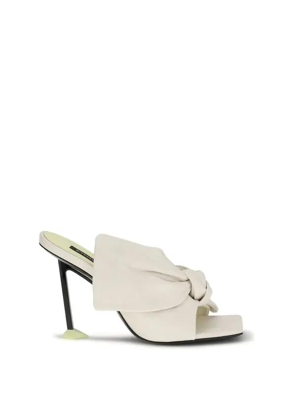 Givenchy Shearling Nappa Leather Heeled Mules With Bow Detailing - White