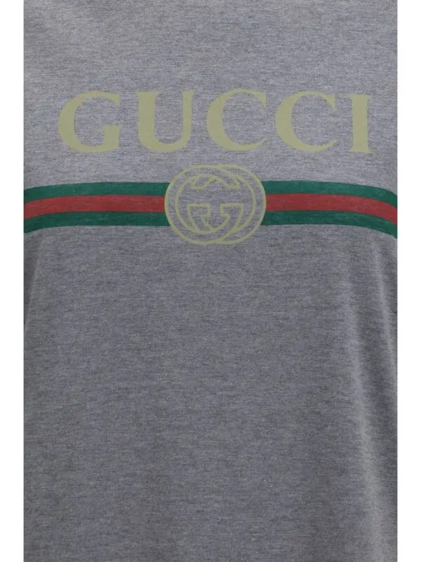 Gucci Cotton And Silk Jersey T-shirt With Web Print
