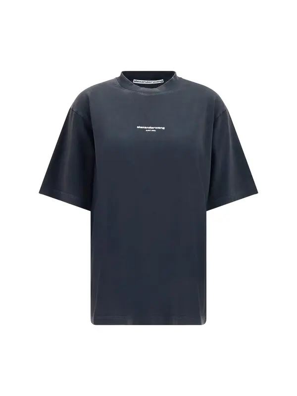 Alexander Wang Short-sleeve T-shirt With Central Logo Print - Gray
