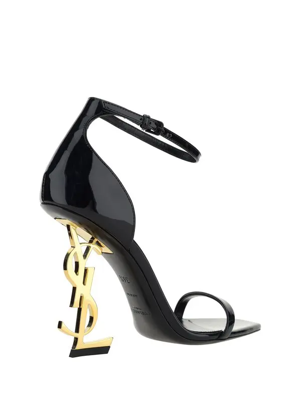Saint Laurent Opyum Patent Leather Sandals With Sculptural Heel