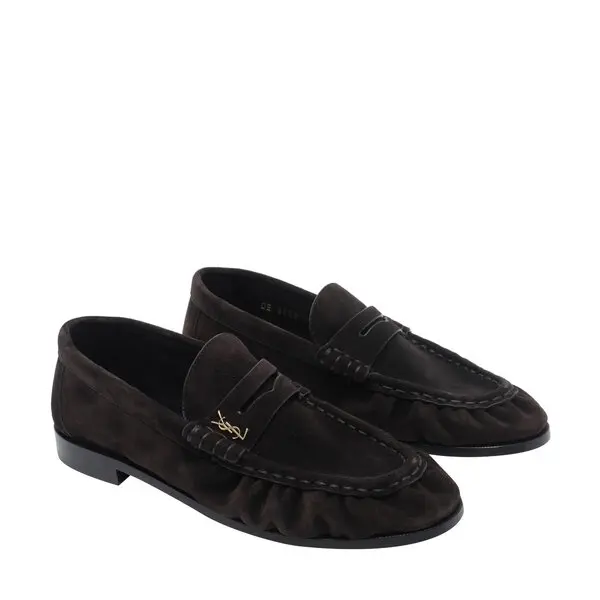 Saint Laurent Le Loafer Loafers With Gold Tone Embellishment - Brown