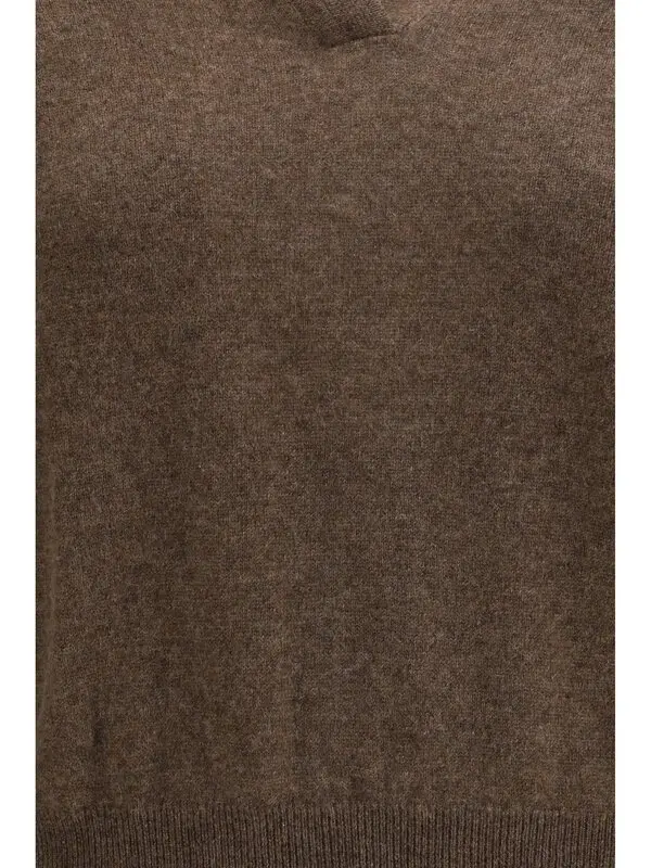 LISA YANG V-neck Cashmere Sweater With Sailor Collar - Brown