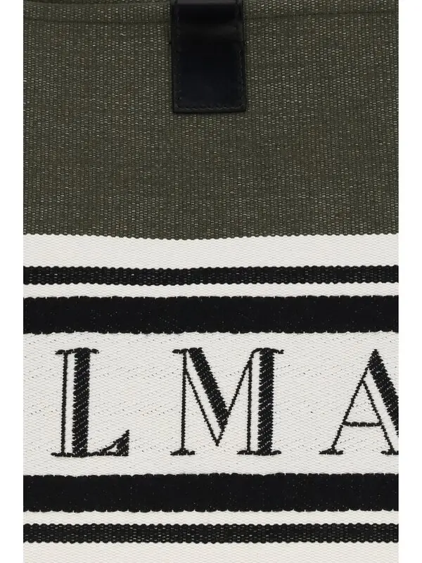 Balmain Medium Release Canvas And Leather Tote - Black