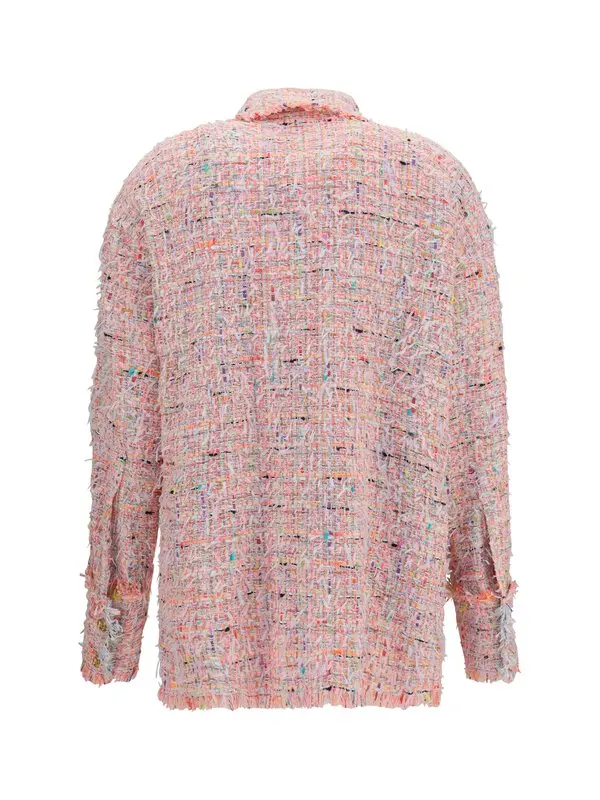 Balmain Tweed Shirt With Lion Head Buttons - Multicolor