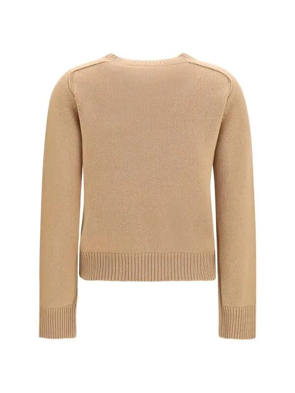 Burberry Wool And Cashmere Sweater With Embroidered Equestrian Knight Check - Cream