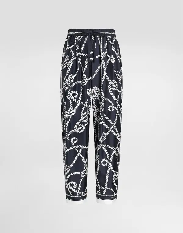 Dolce & Gabbana Marina-print Silk Twill Vanity Trousers