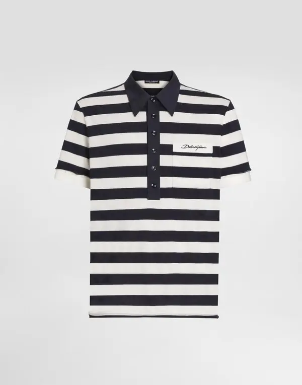 Dolce & Gabbana Striped Jersey Polo Shirt